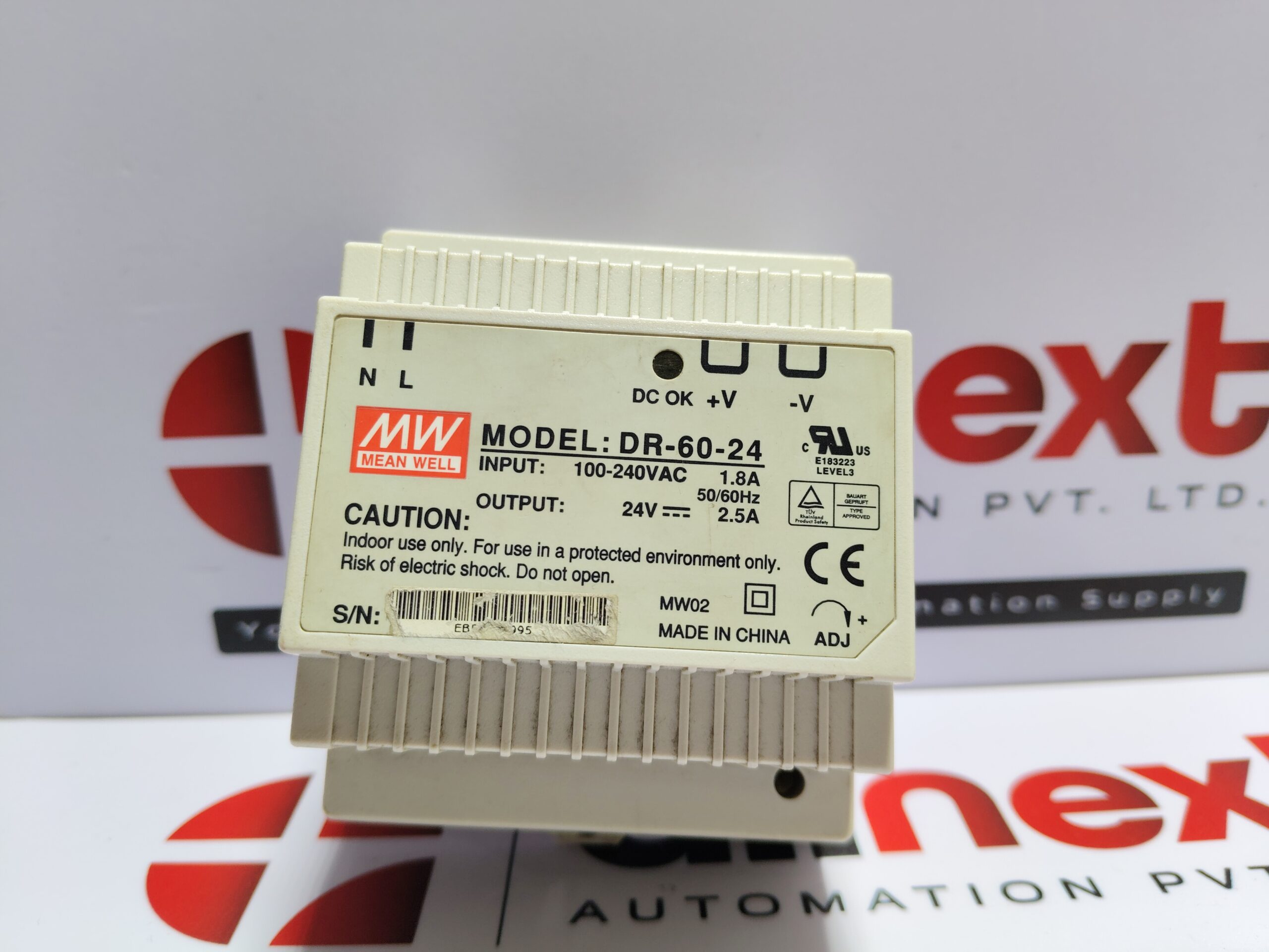 Meanwell DR-60-24 Power Supply, Input-100-240VAC/50-60HZ 1.8A, Output ...