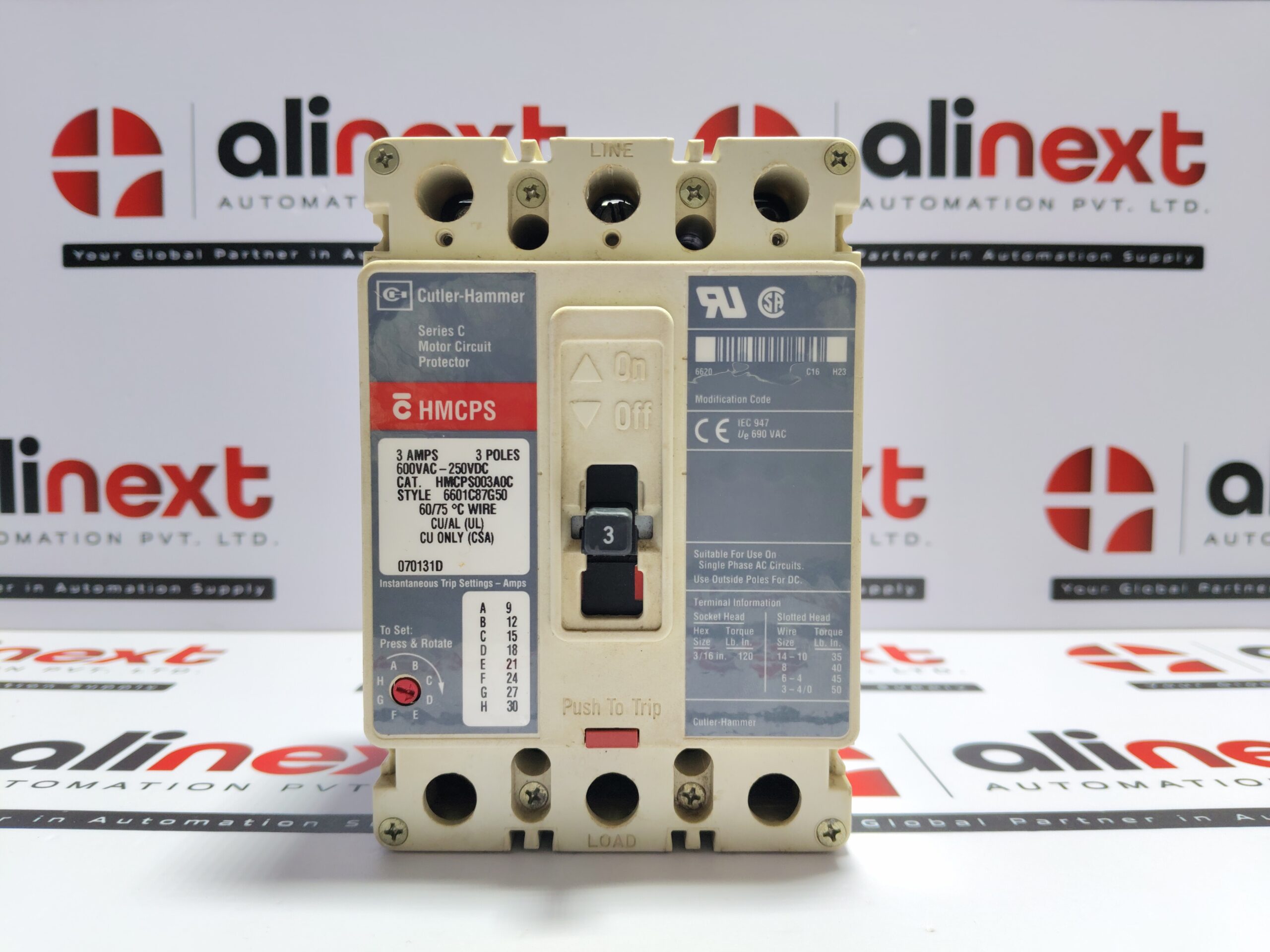 Cutler-Hammer HMCPS003A0C Motor Circuit Protector 3P|AC 600V|3A ...