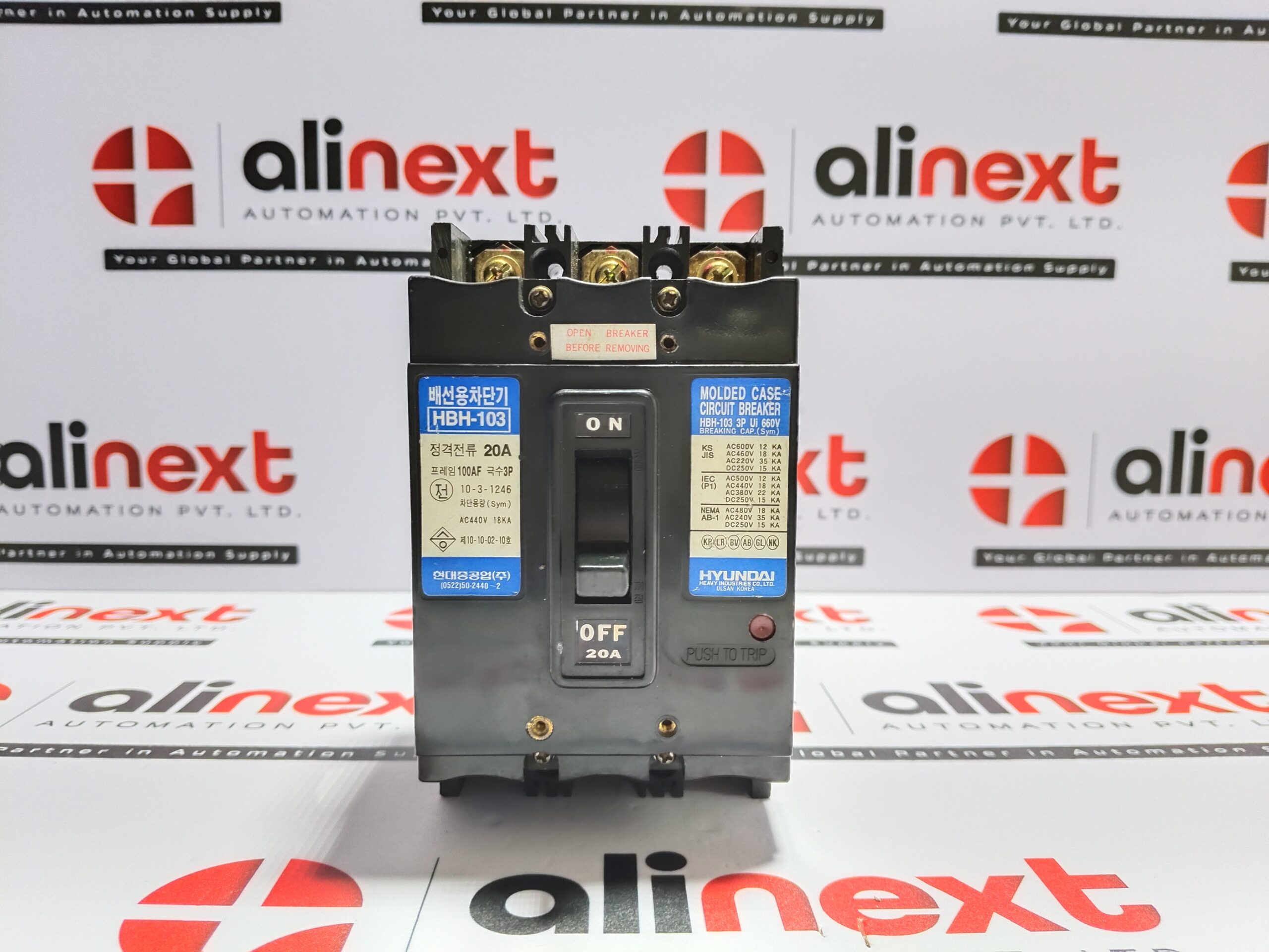 Hyundai HBH-103 3-pole molded case circuit breaker 20A|660V ...